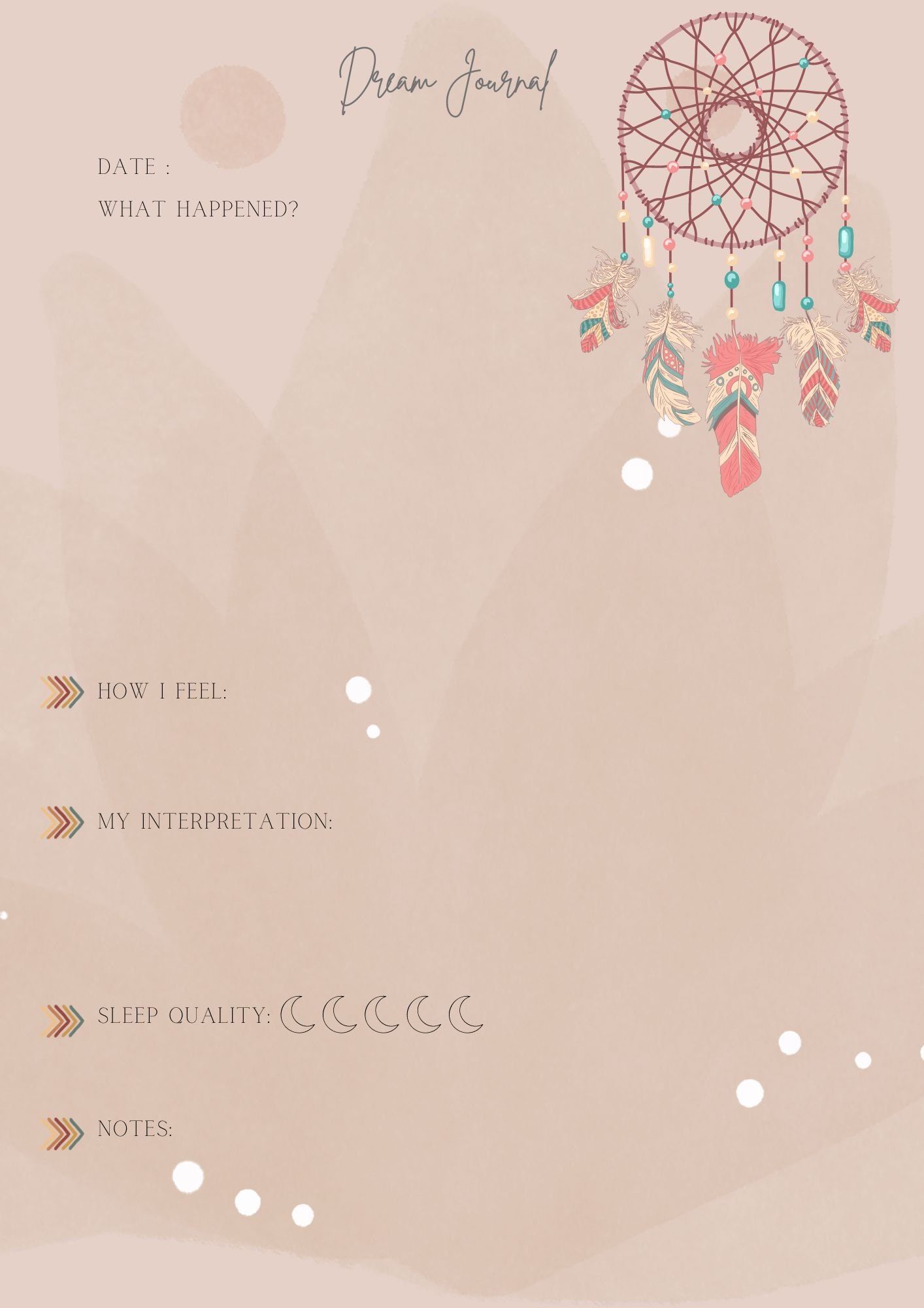 Dream Journal Pages for Your Planner and Journal 14 Aesthetic Bohemian ...