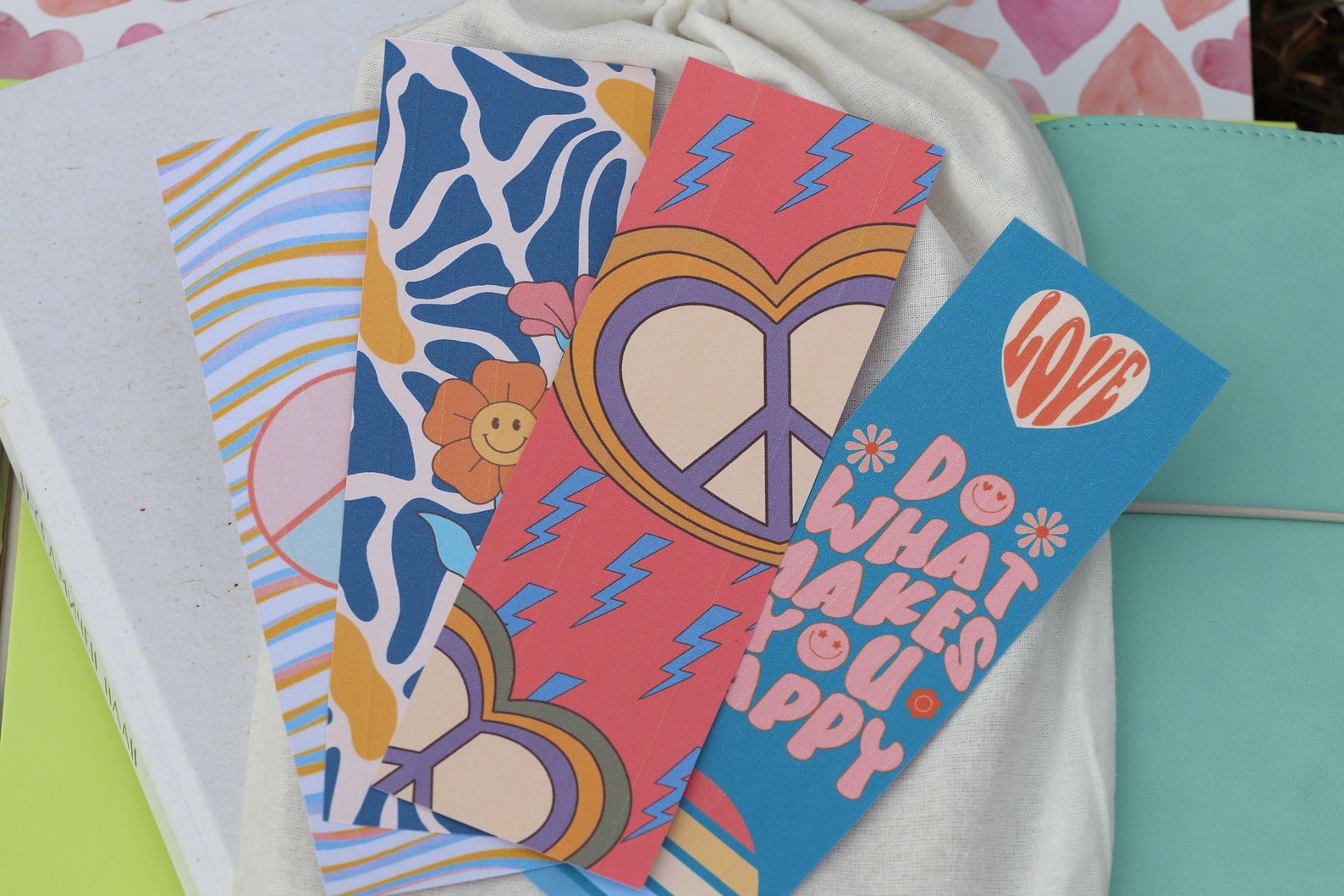 70s Style Old School Hippie Design Groovy Pattern Bookmarks Bundle ...