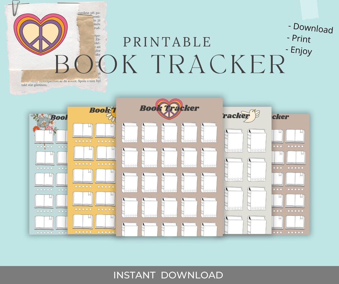 Groovy Book Tracker 15 Printable Pages Book Log Planner Refills Journal ...