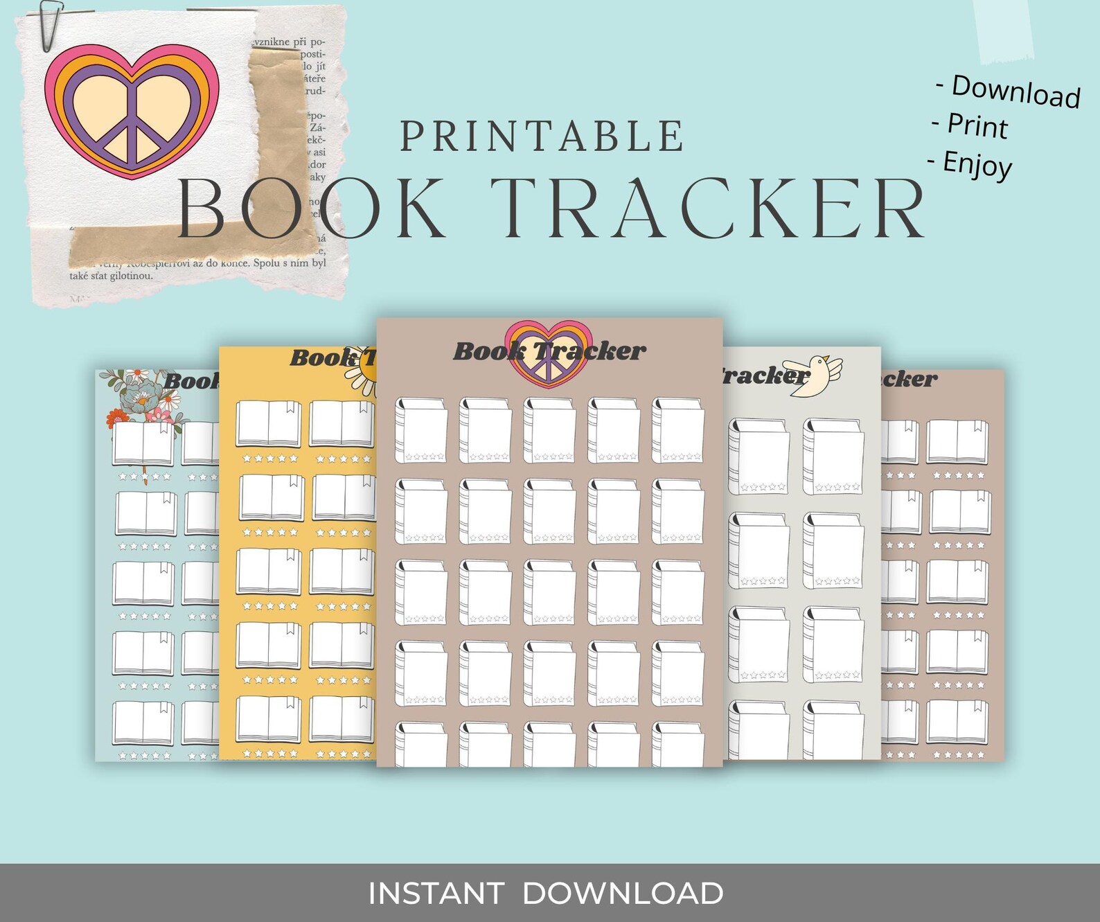 Groovy Book Tracker 15 Printable Pages Book Log Planner Refills Journal ...