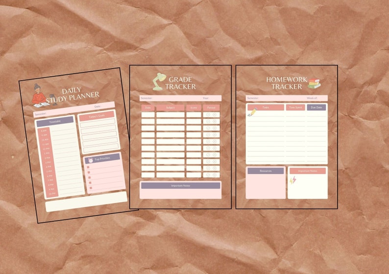 Study Planner Schedule Daily Study Planner Homework Tracker Schedule ...