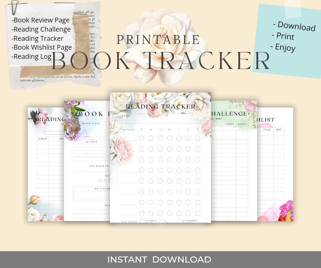 Book Tracker Printable Pdf Gift for Booklover Bookish Gift Bookclub ...