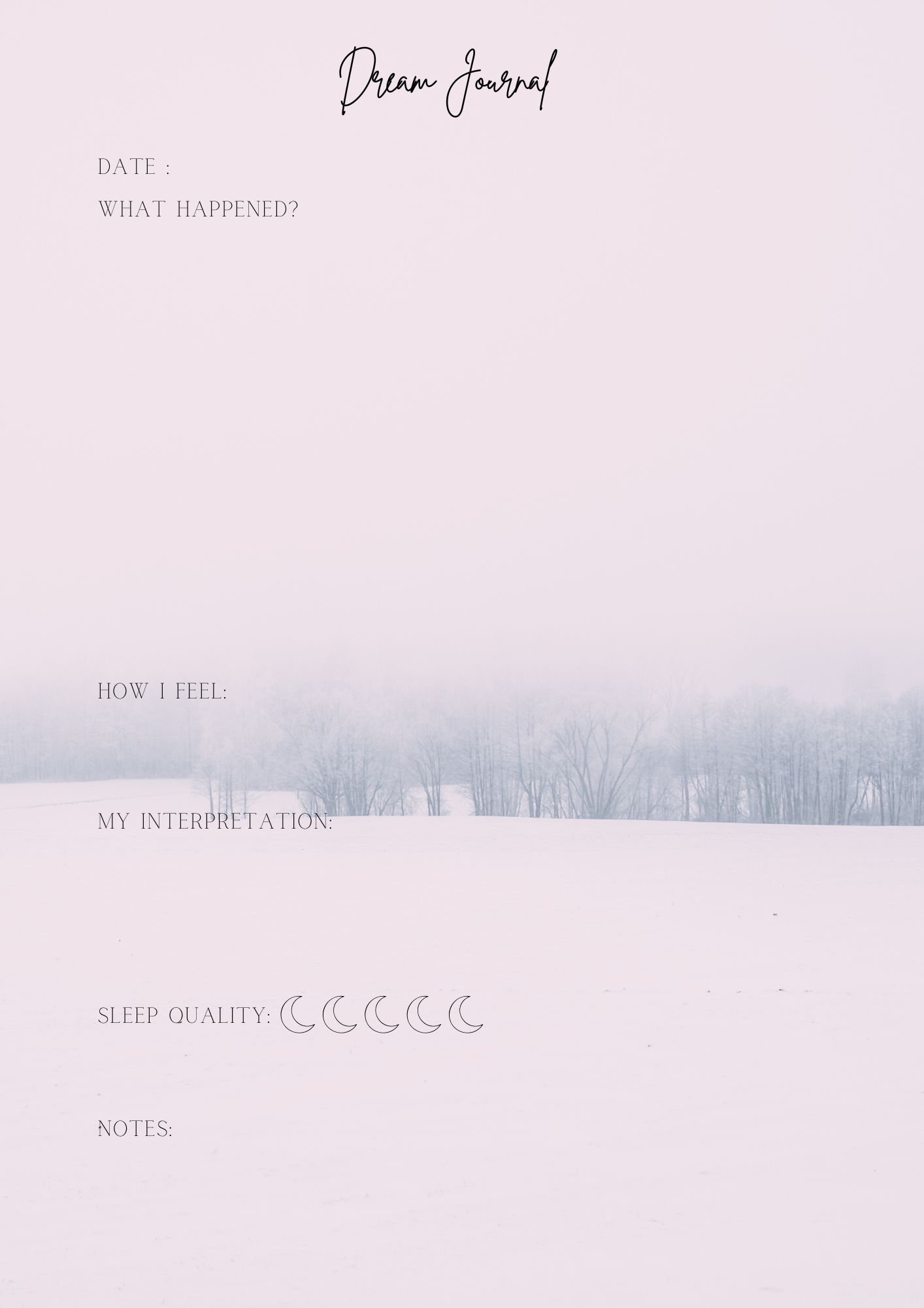 20 Printable Dream Journal Pages. Aesthetic. Minimalist. Art ...