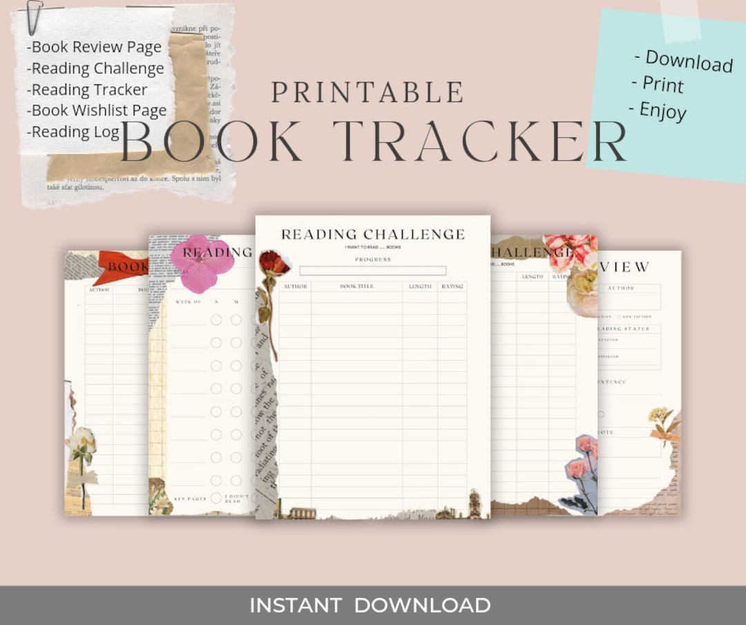 Book Tracker Printable 6 Pages to Track Your Reading Perfect Gift for ...