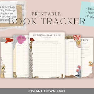 Book Tracker Printable 6 Pages to Track Your Reading Perfect Gift for ...