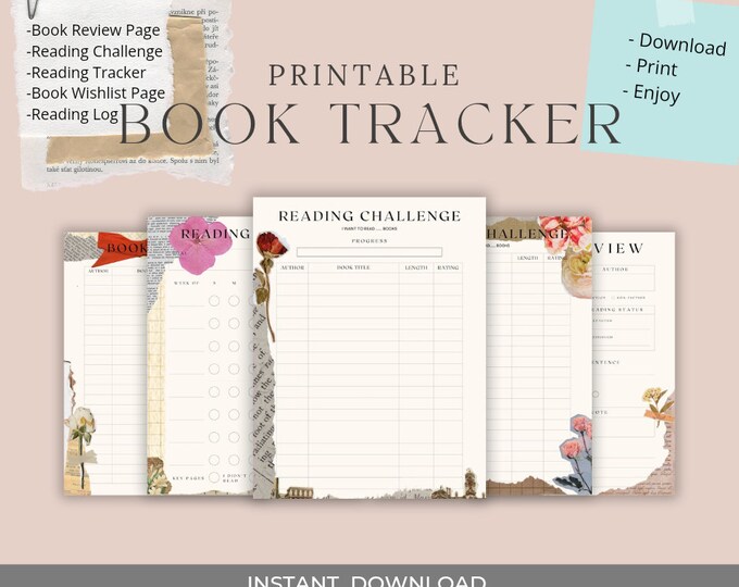Book Tracker Printable 6 Pages to Track Your Reading Perfect Gift for ...