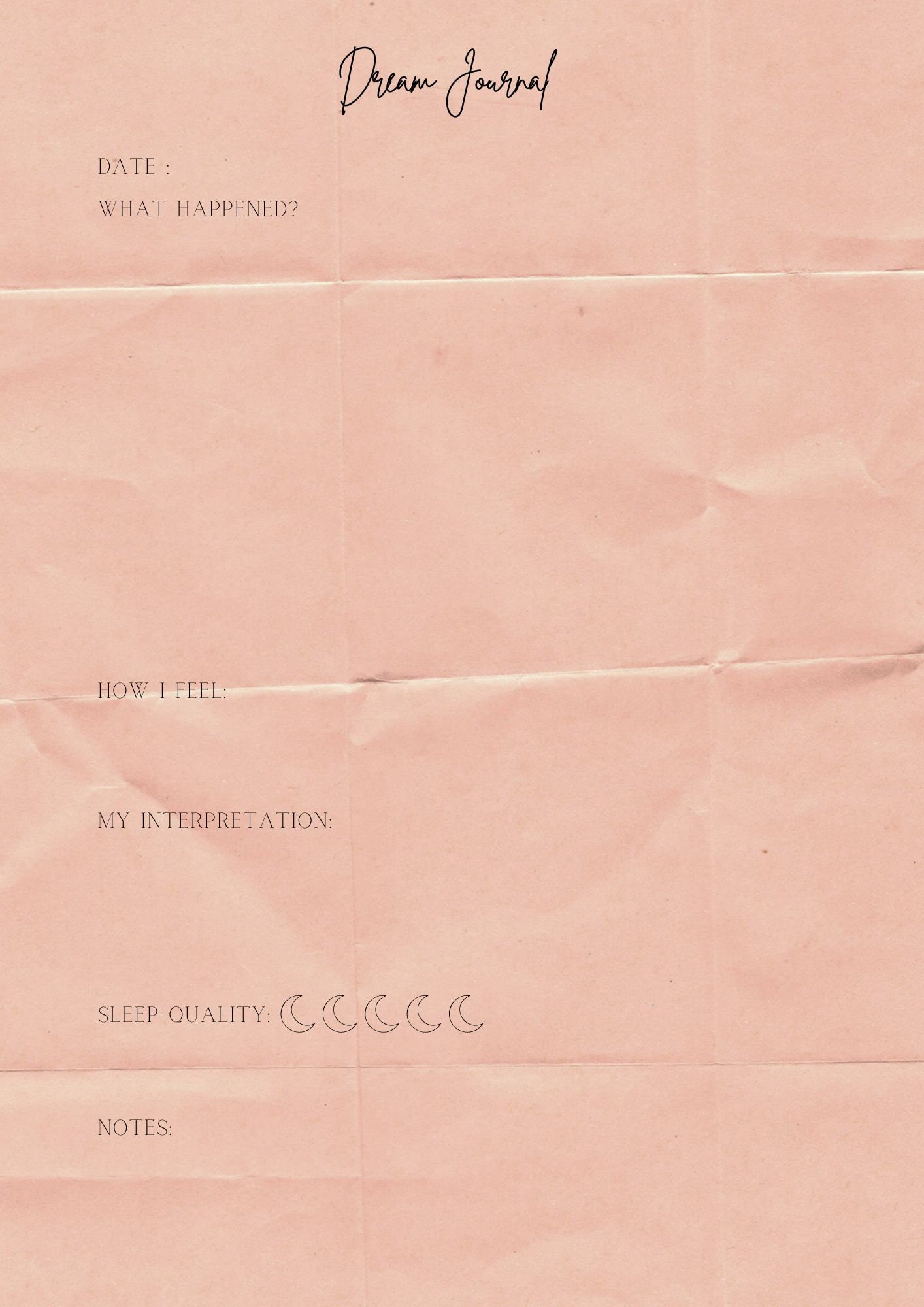 20 Printable Dream Journal Pages. Aesthetic. Minimalist. Art ...