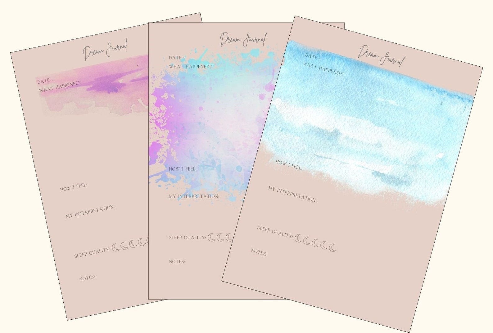 Dream Journal Page Inserts 14 Printable Pages for Your Planner and ...