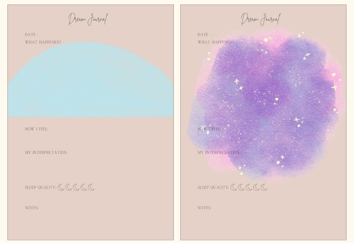 Dream Journal Page Inserts 14 Printable Pages for Your Planner and ...