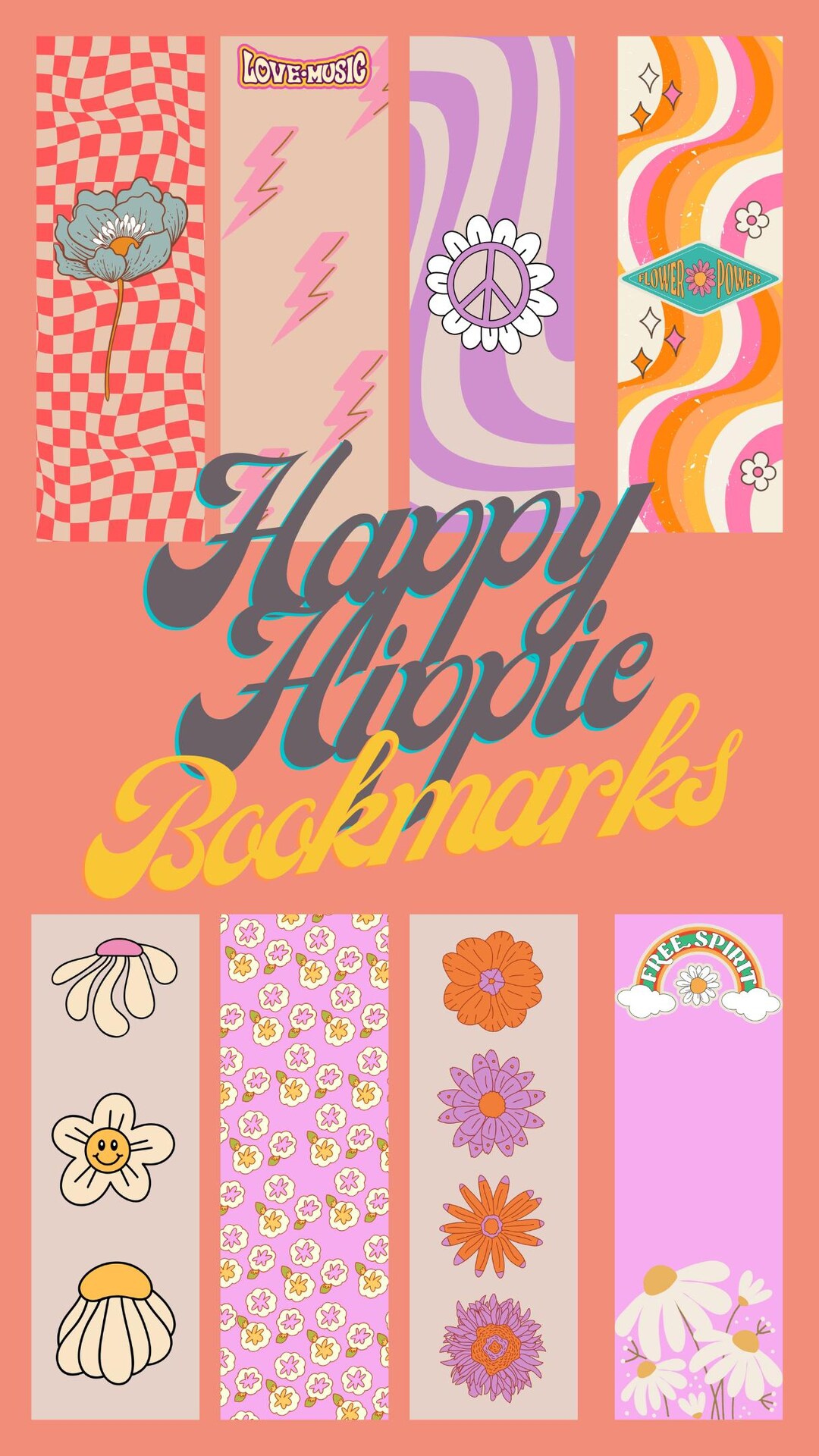 Psychedelic Bookmarks – 50+ Groovy Retro Designs (printable PDF) - Etsy