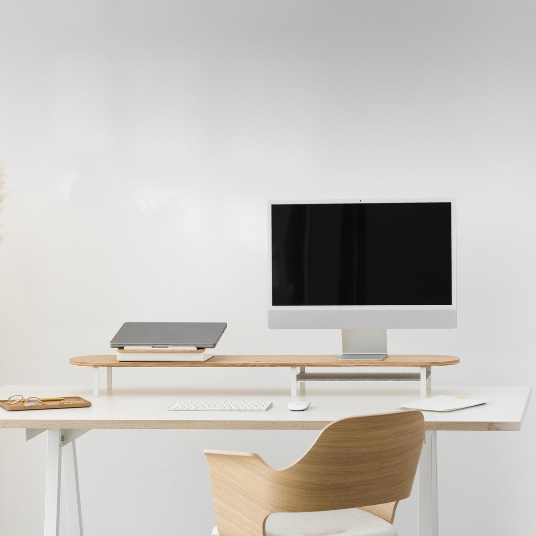 Sustainable Wooden Desk Accessories Set, Monitor Stand & Laptop Stand ...