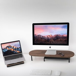 Sustainable Wooden Desk Accessories Set, Monitor Stand & Laptop Stand ...