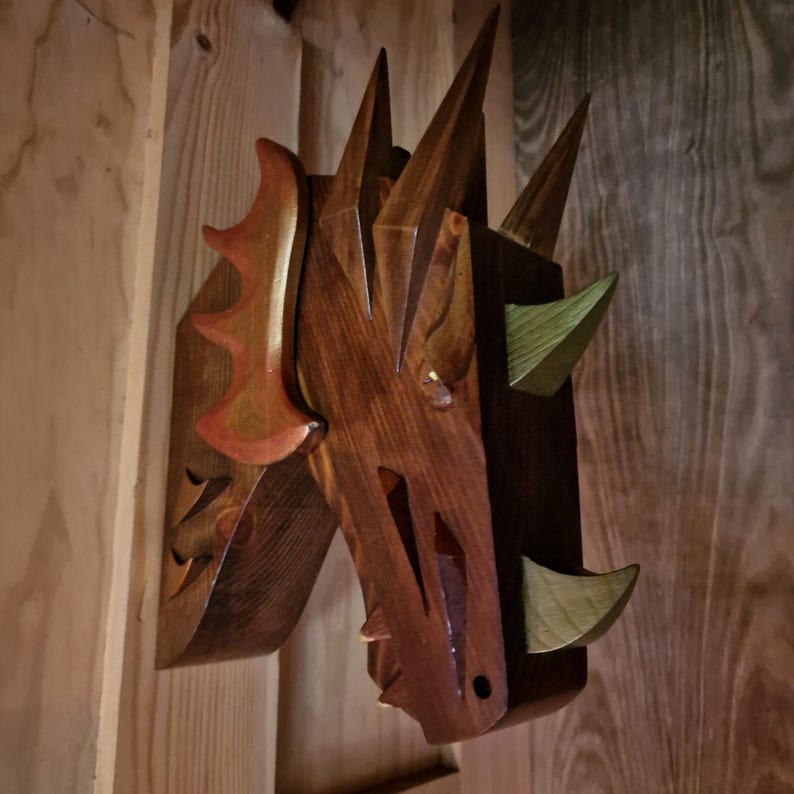 DRAGON HEAD Secret Compartment | Handmade Wooden Dragon Head to Hang on ...
