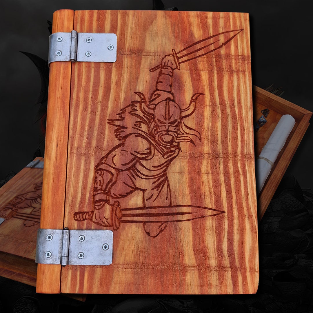 Viking Warrior Fury Barbarian Treasure Box - Wooden Book Lockbox ...