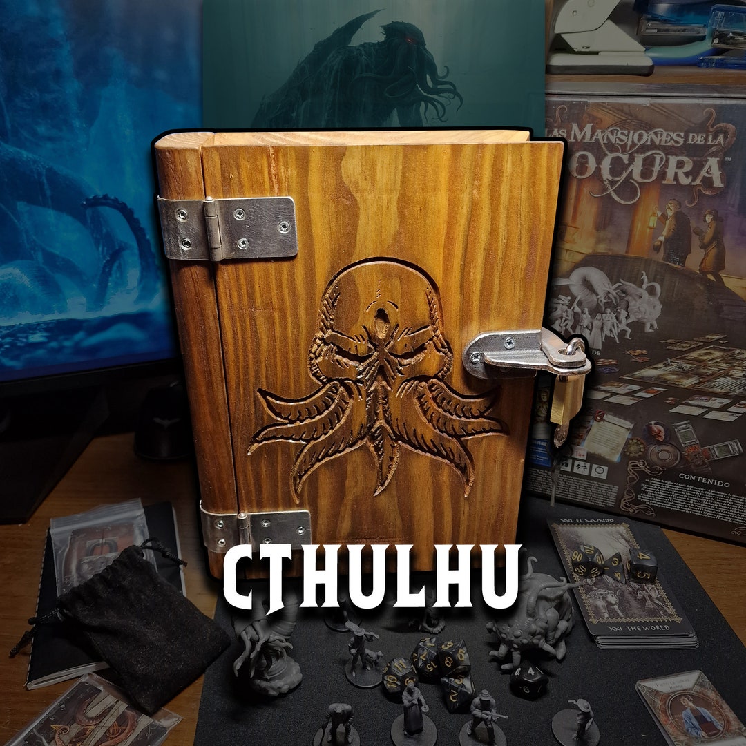 Cthulhu Treasure Box | Arkham Horror Wooden Book Lockbox | H.P ...