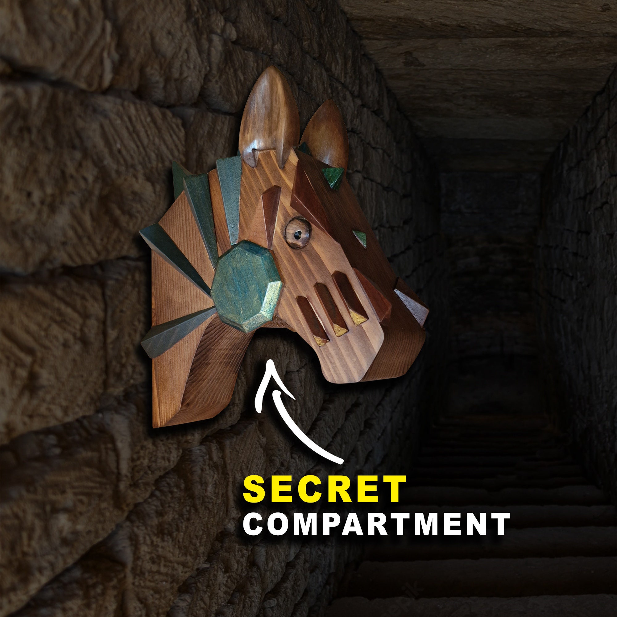 HORSE HEAD Secret Compartment | Hardwood Horse Head to Hang on the Wall ...