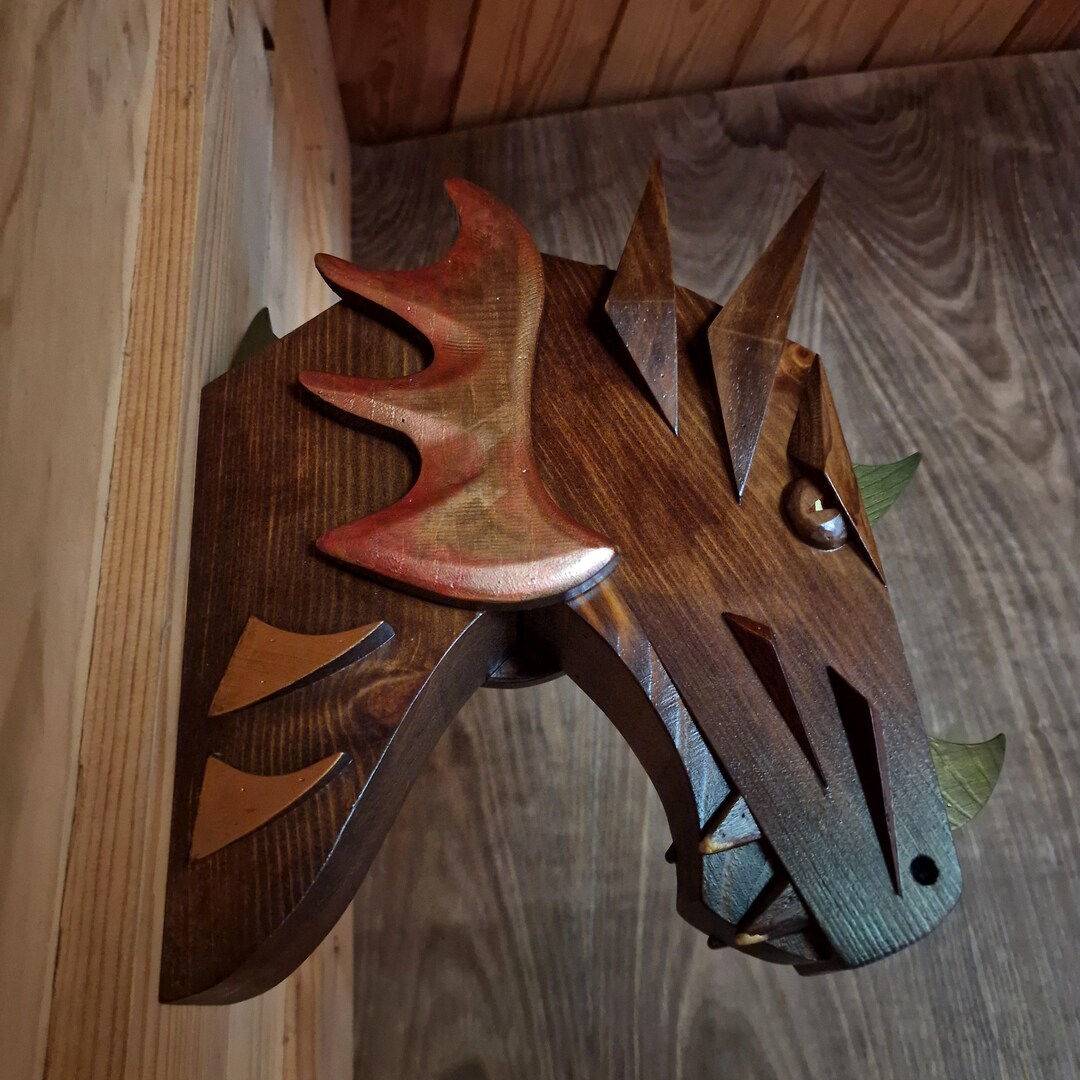 DRAGON HEAD Secret Compartment | Handmade Wooden Dragon Head to Hang on ...