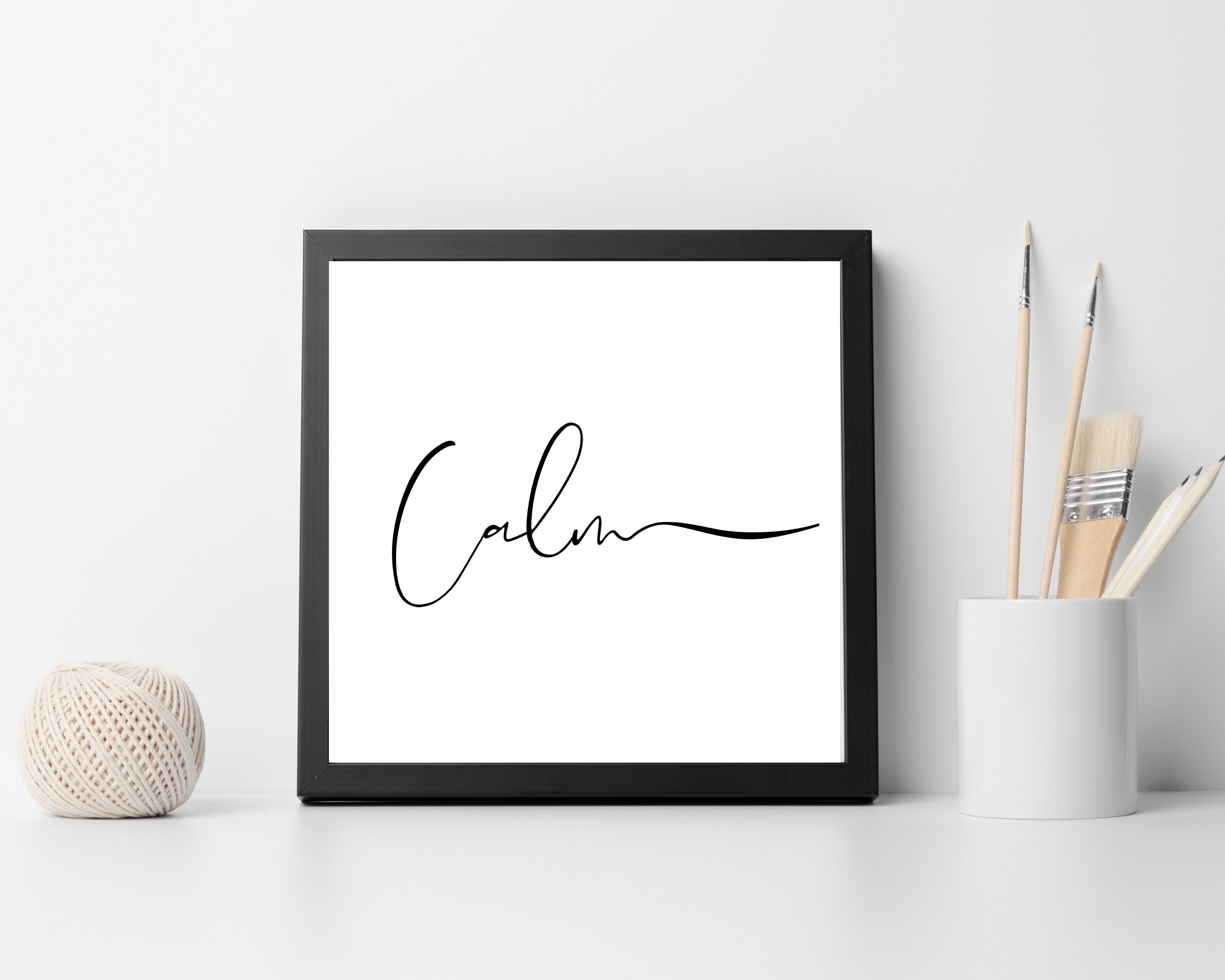 Calm Word Art Typography Black and White Print Wall Art - Etsy