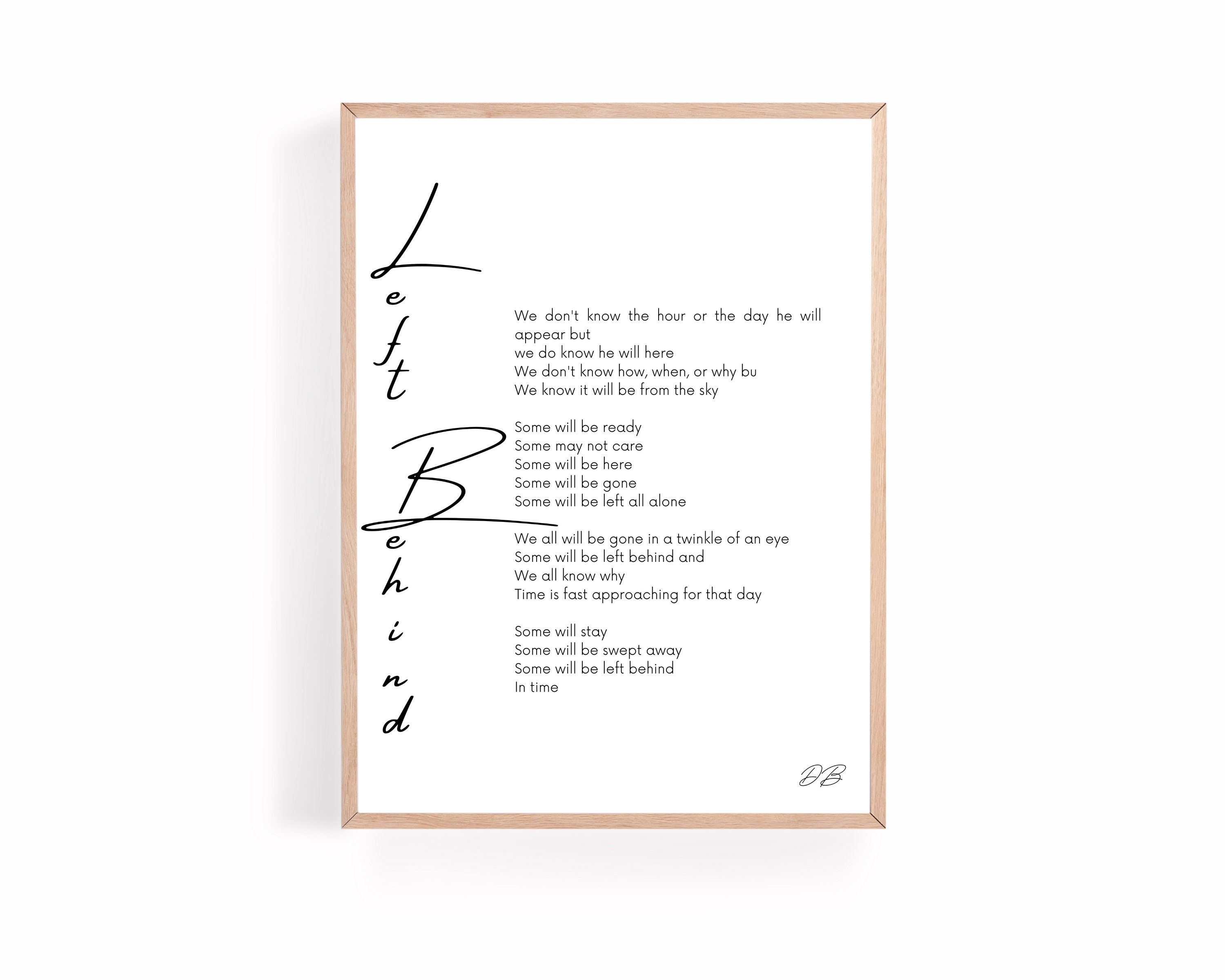 Left Behind Poem Print: Minimalist Typography Art (digital Download) - Etsy