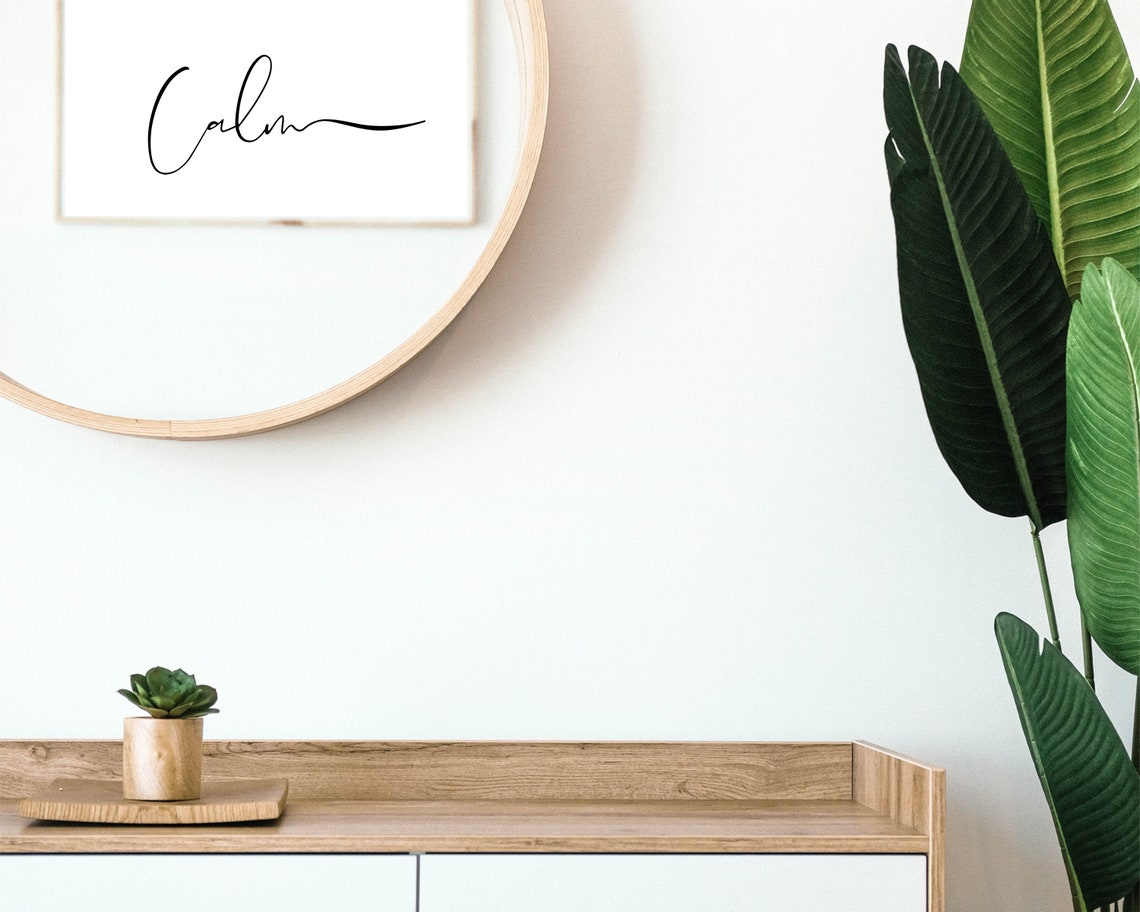 Calm Word Art Typography Black and White Print Wall Art - Etsy