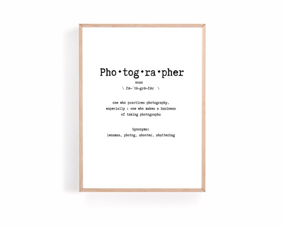 Photographer Definition Word Art Black and White Printable - Etsy