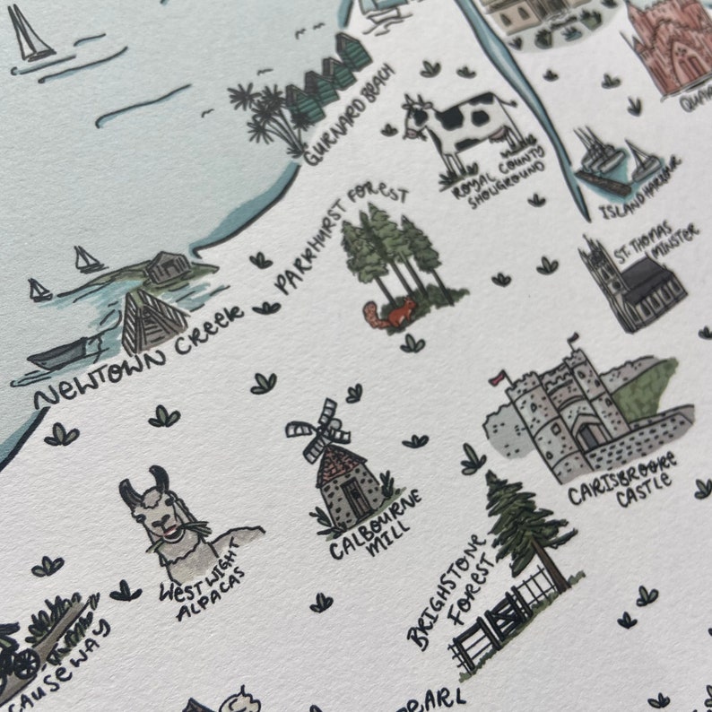 Isle of Wight Map A4/A3 Hand-illustrated Wall Art Print - Etsy