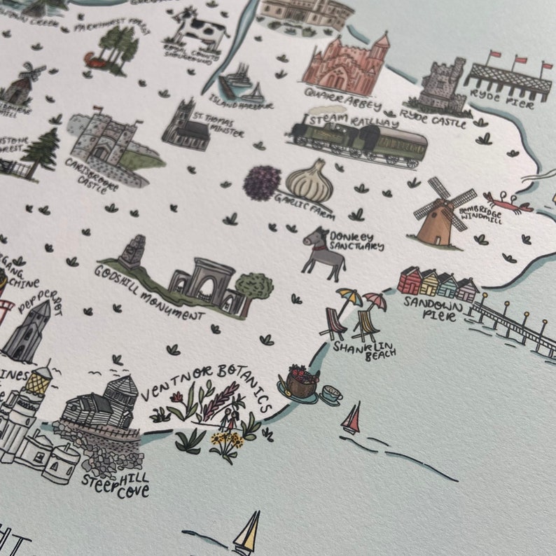 Isle of Wight Map A4/A3 Hand-illustrated Wall Art Print - Etsy