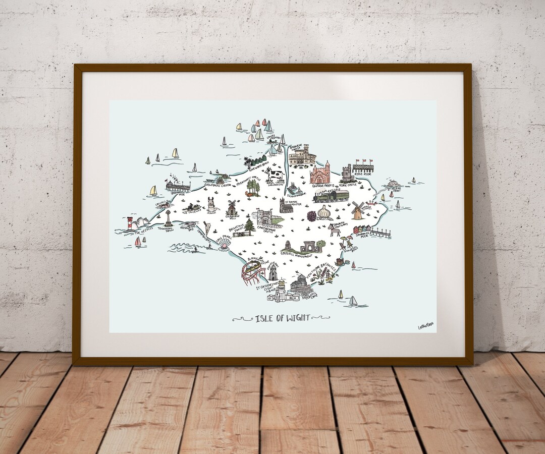 Isle of Wight Map A4/A3 Wall Art Print - Etsy