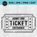 Ticket Svg, Admit One Ticket Png, Entrance Ticket Clipart, Cinema ...