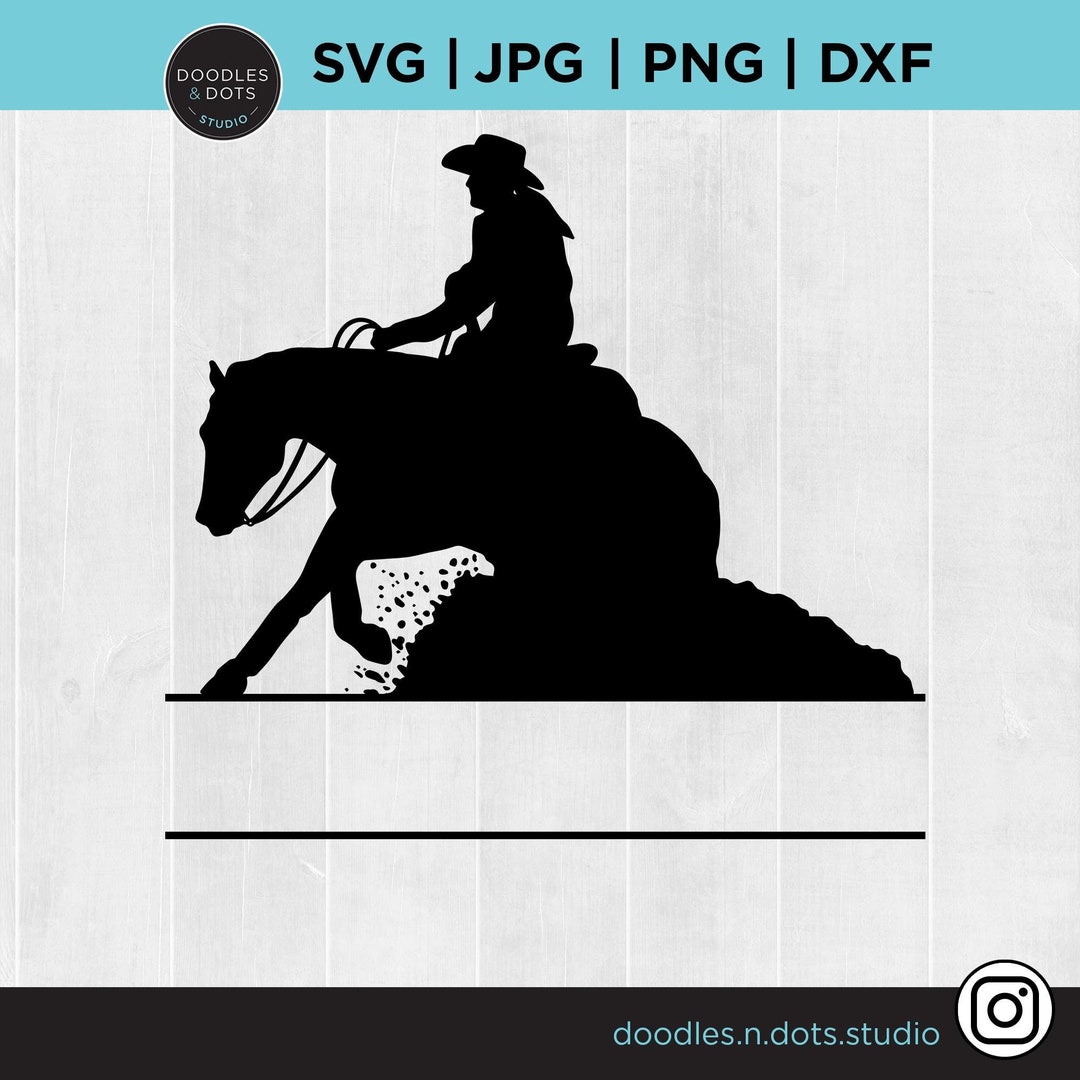 Reining Horse Split Monogram SVG, Sliding Stop Svg, Customizable ...