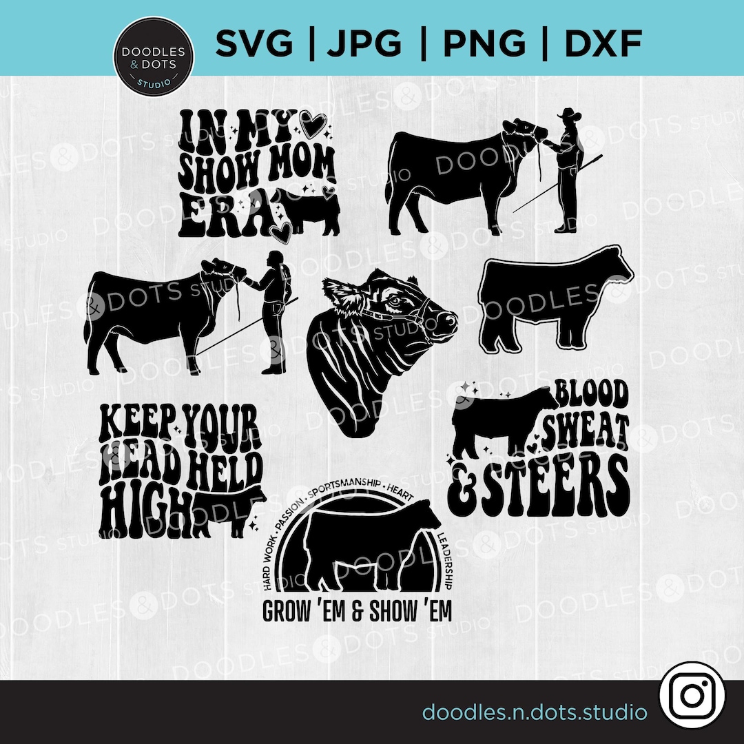 Show Steer Svg Bundle, Beef Cow Svg, Beef Cattle Svg for Cricut ...
