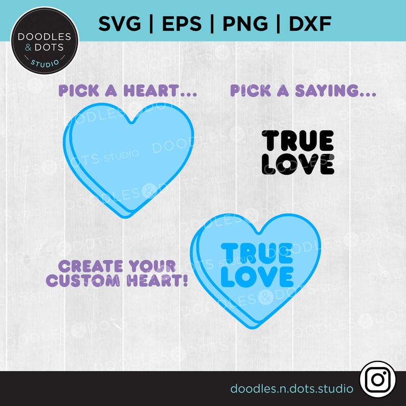 Conversation Hearts SVG, Blank Candy Hearts With Valentine's Day ...