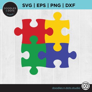 Autism Puzzle Pieces, Puzzle Svg, Autism Svg, Red, Yellow, Blue, Green ...