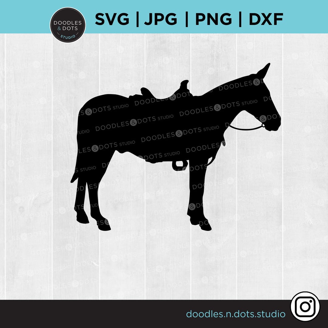 Mule SVG for Cricut, Mule Png, Mule Silhouette, Mule Wearing Western ...