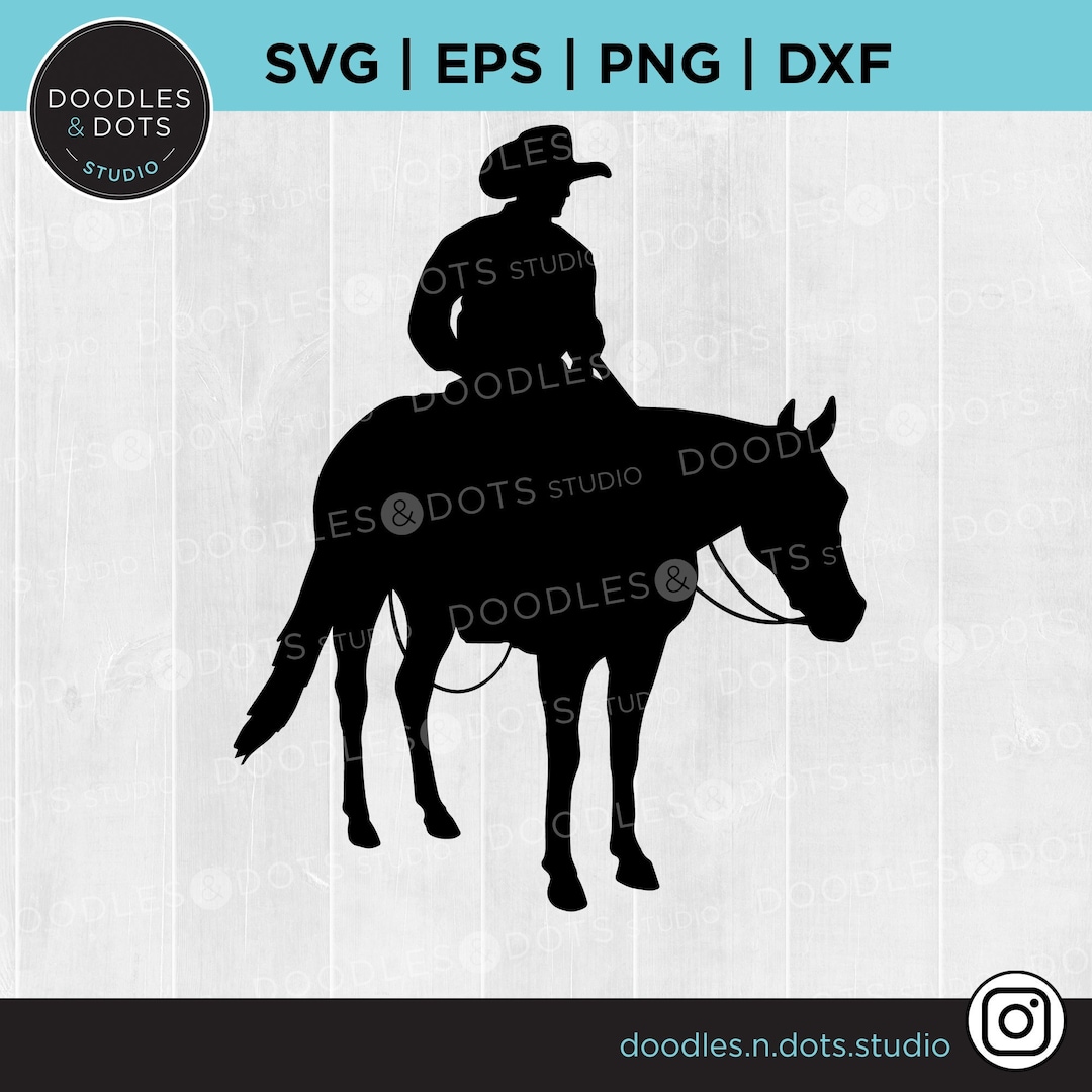 Cowboy on Horse SVG, Cowboy Clipart, Rodeo Horse Cutting File for ...