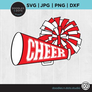 Cheer Svg, Pom Pom and Cheer Megaphone Svg, Sports Clipart, Cheerleader ...