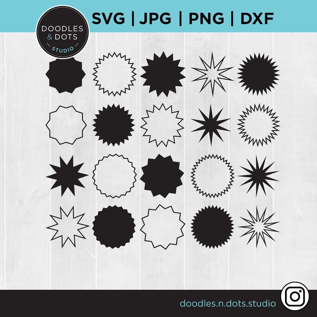Starburst SVG Bundle, Burst Svg, 20 Star Burst Shapes, Star Svg ...
