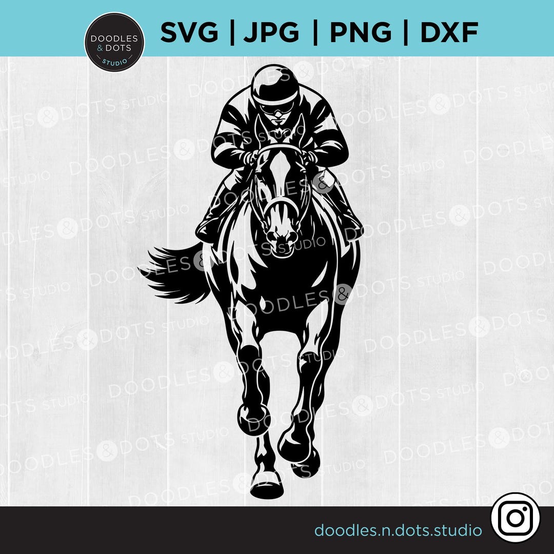 Racehorse and Jockey SVG | Galloping Thoroughbred Clipart, Derby Day ...