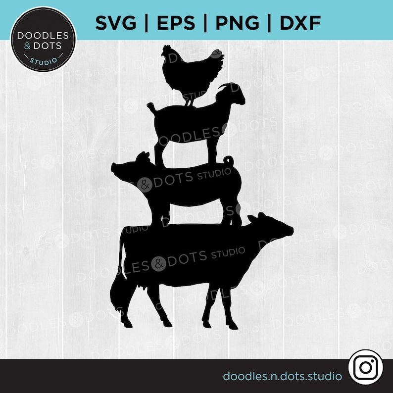 Farm Animals Svg Stacked Animals Svg Livestock Clipart Farm - Etsy Canada