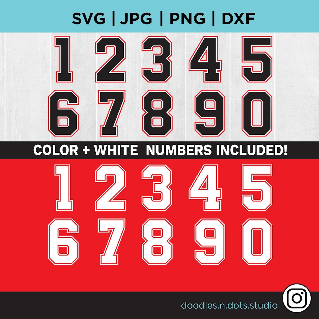 Team Numbers Svg, Sports Jersey Numbers, Team Numbers for Shirts, 12in ...