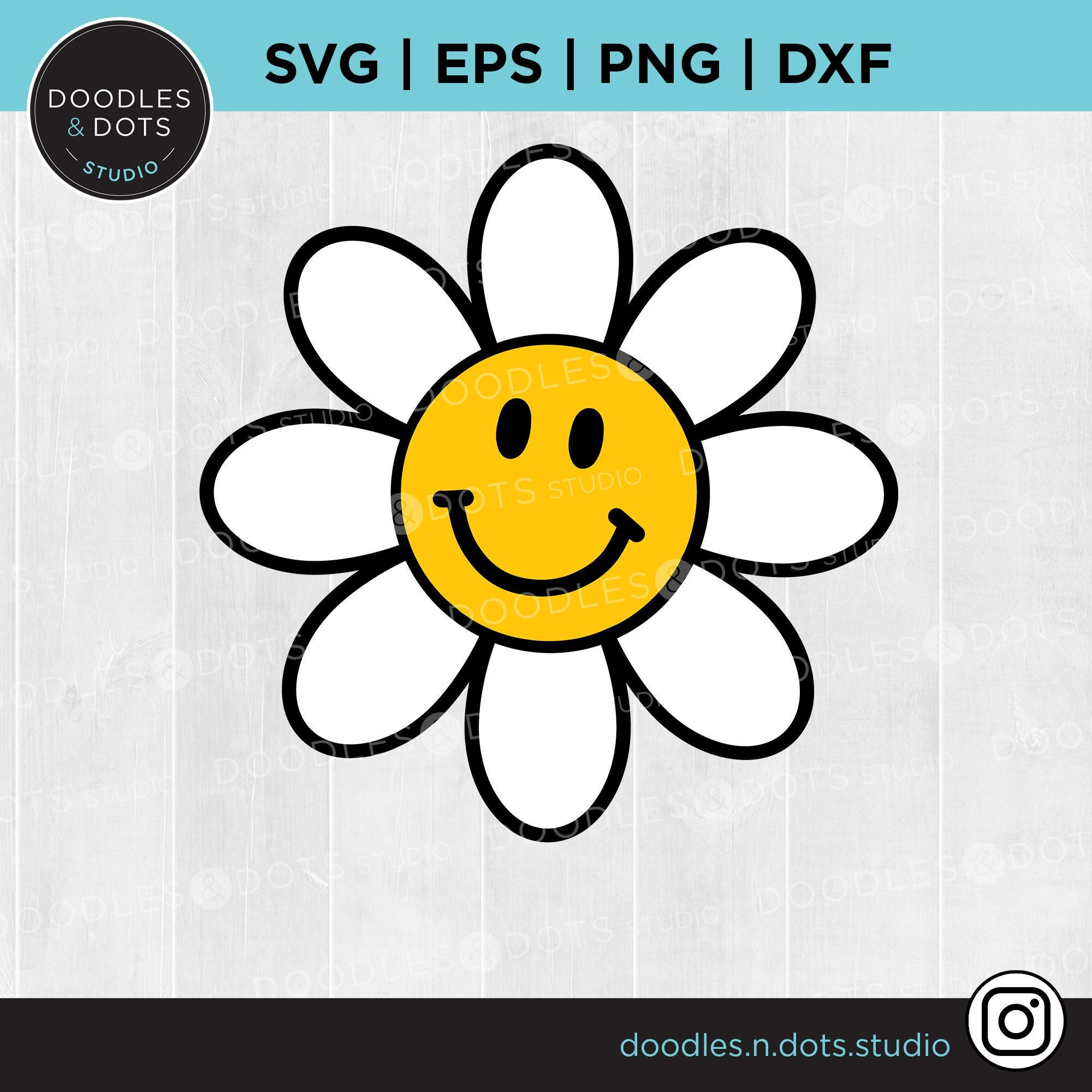 Smiley Face Daisy Svg Retro Smiley Daisy Flower Smiley Face | Etsy UK