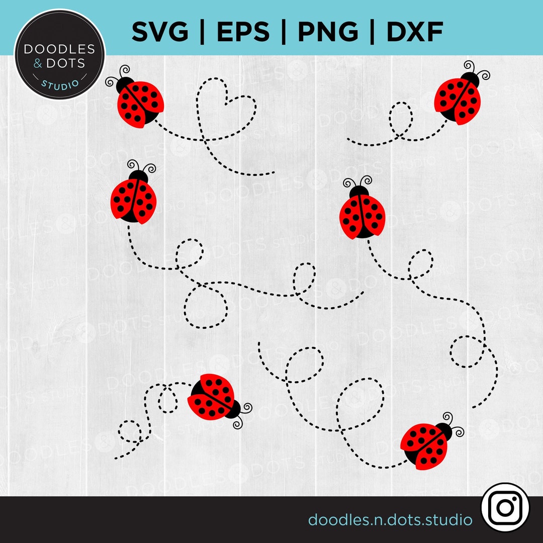 Ladybug Path Bundle, Ladybird SVG PNG Files for Cutting Machines ...