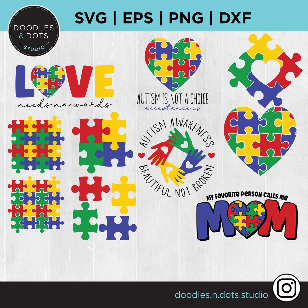 Autism Puzzle Pieces Svg, Autism Bundle Svg for Cricut, Autism Mom Svg ...