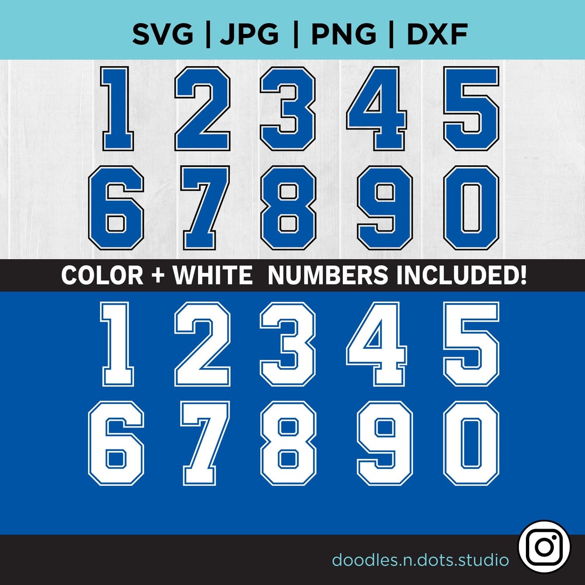 Numbers Svg, Sports Jersey Numbers, Team Numbers for Shirts, 12in High ...