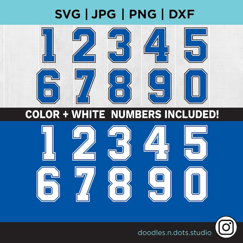 Numbers Svg, Sports Jersey Numbers, Team Numbers for Shirts, 12in High ...