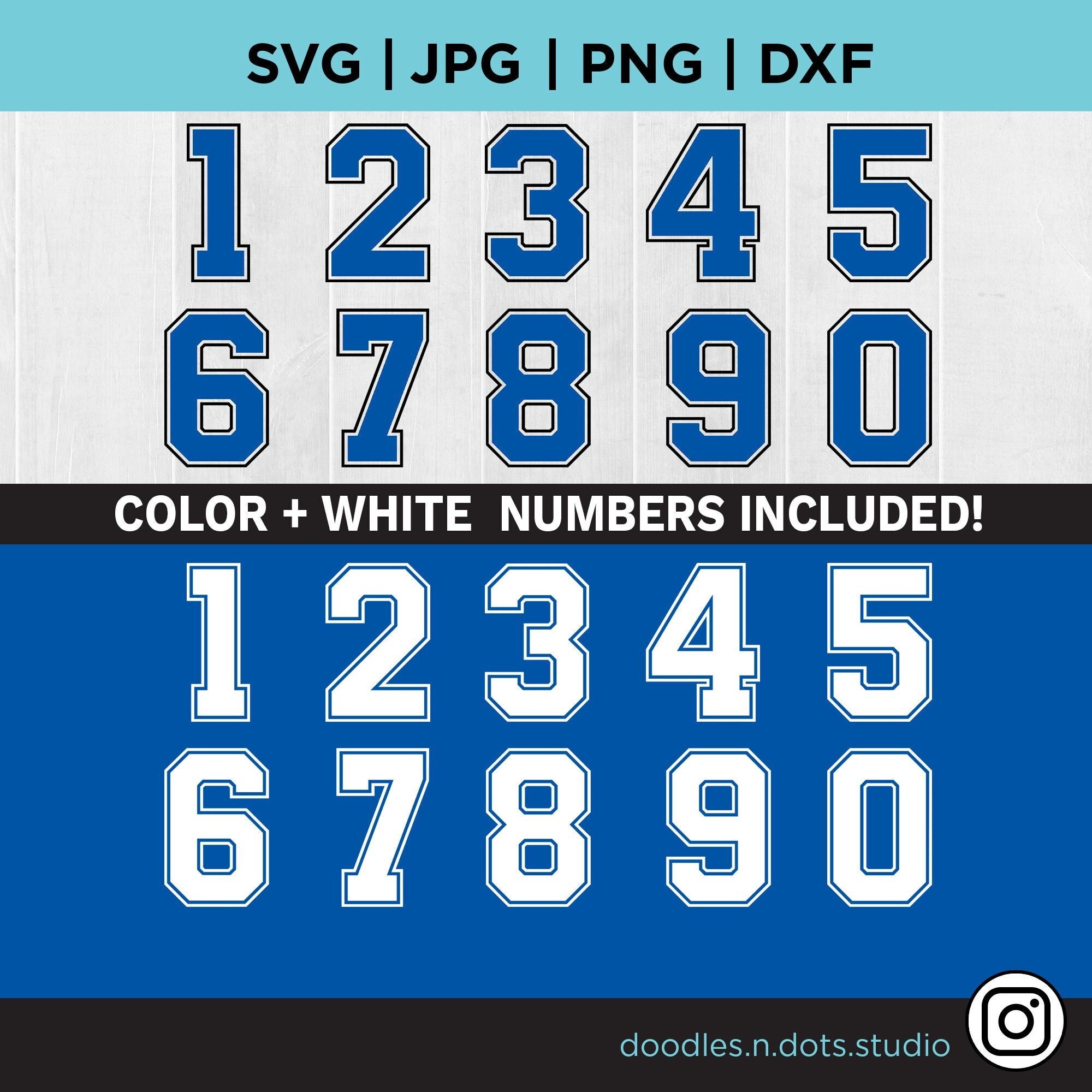 Numbers Svg, Sports Jersey Numbers, Team Numbers for Shirts, 12in High ...