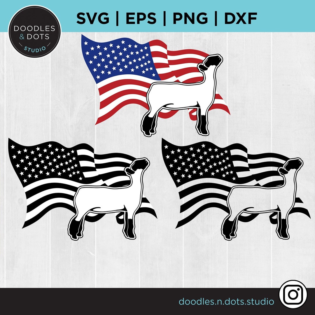 Show Lamb SVG, Lamb on American Flag, Market Lamb Silhouette, American ...