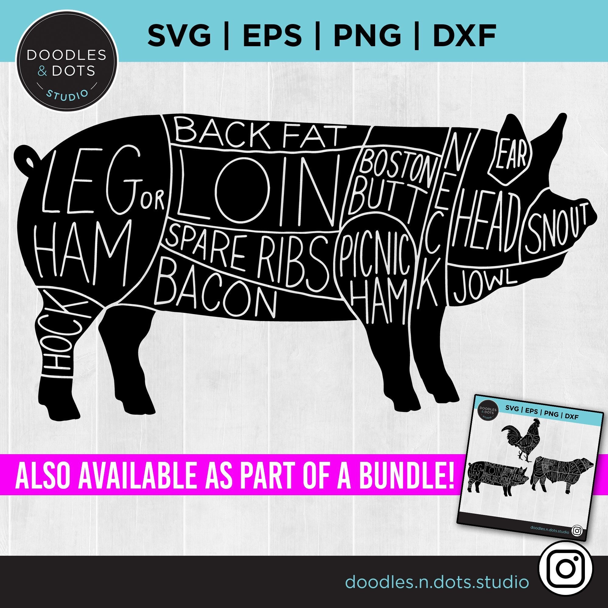 Pork Cuts SVG, Cuts of Pork SVG, Butcher Cuts, Hog Svg, Butcher Chart ...
