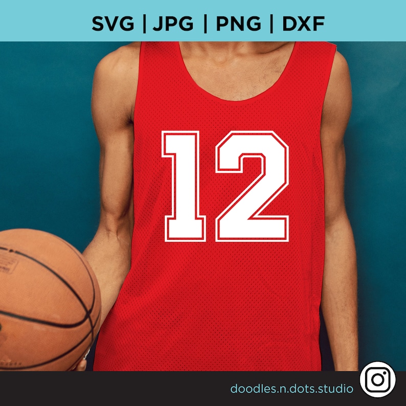 Numbers Svg, Sports Jersey Numbers, Team Numbers for Shirts, 12in High ...
