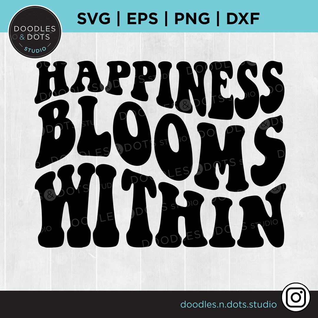 Happiness SVG, Self Love Svg, Trendy Wave Text, Popular Text Svg, Happy ...